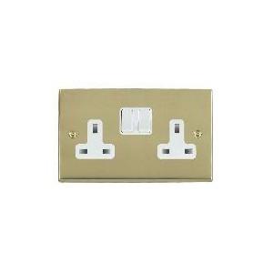 Hamilton Cheriton Victorian Polished Brass 2 gang 13a Switched Socket ...